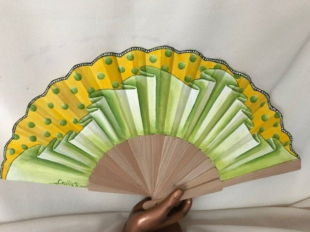 Green Flying Fan With Polka Dots - Etsy