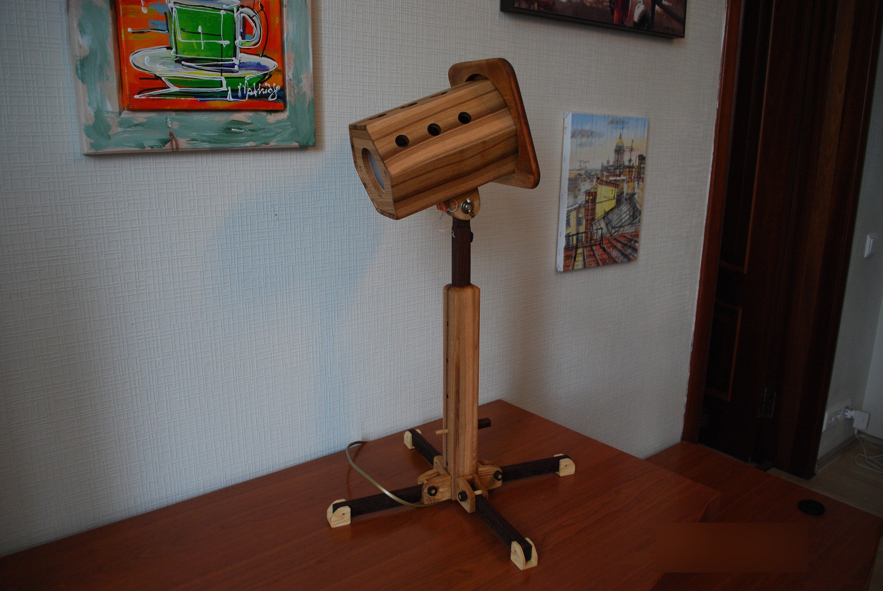 Wooden Handmade Projector Style Table Lamp - Etsy UK