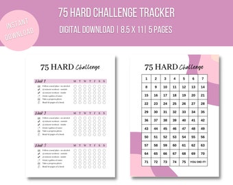 75 Hard Tracker, PRINTABLE 75 Hard Journal, Daily Tracker, Vertical ...