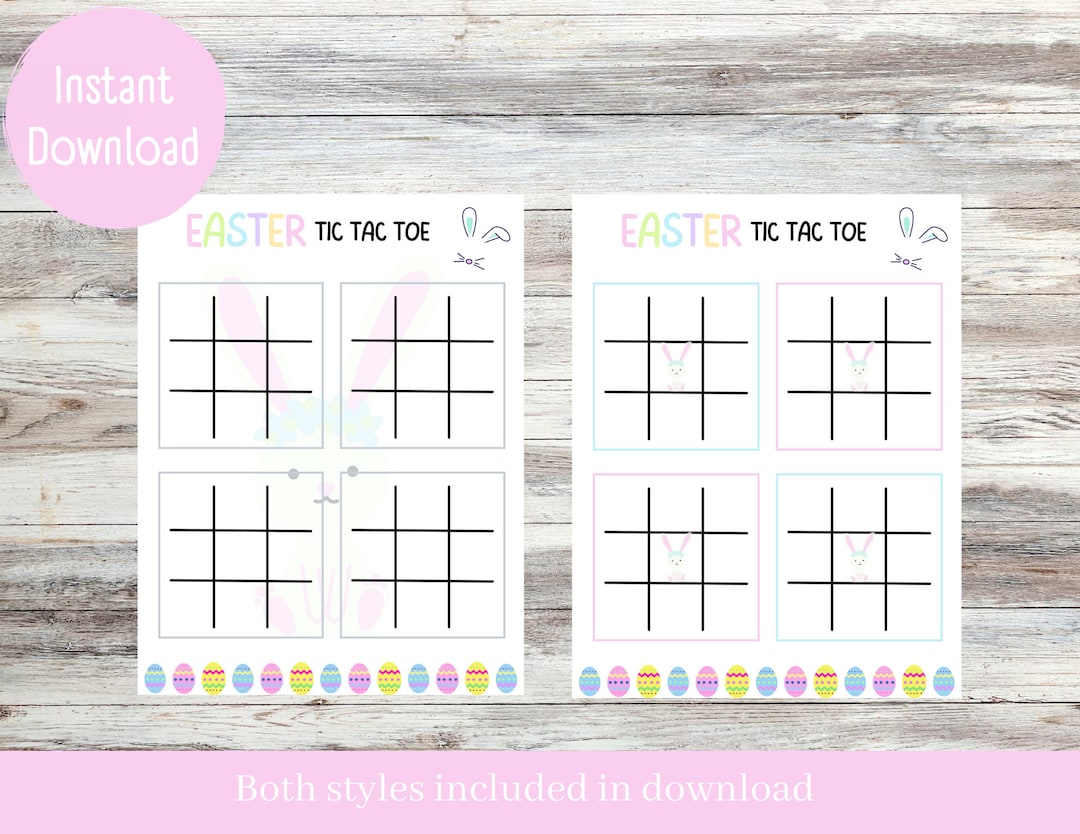 Easter Printable Tic Tac Toe Game, Easter Party, Easter Games, Easter ...
