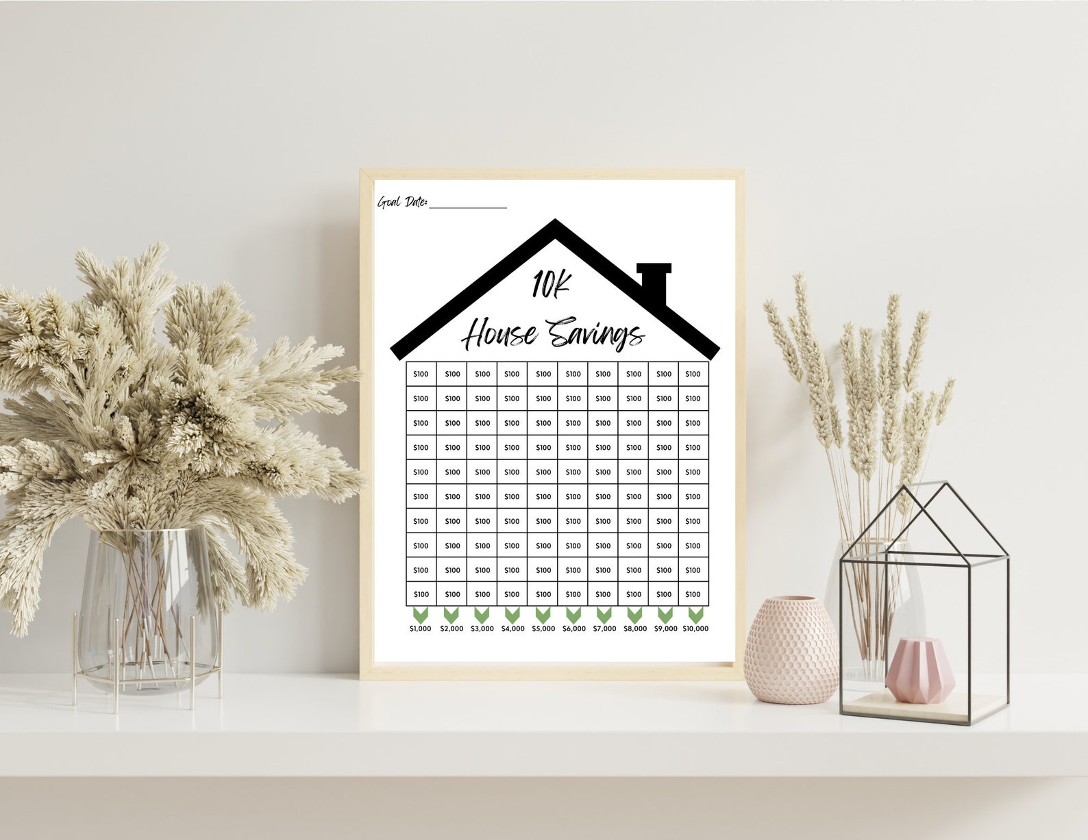 10k House Savings Tracker, Printable, House Savings Goal, House Savings ...