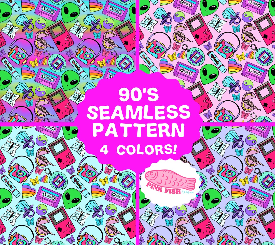90s Seamless Pattern PNG - 4 Patterns - Etsy