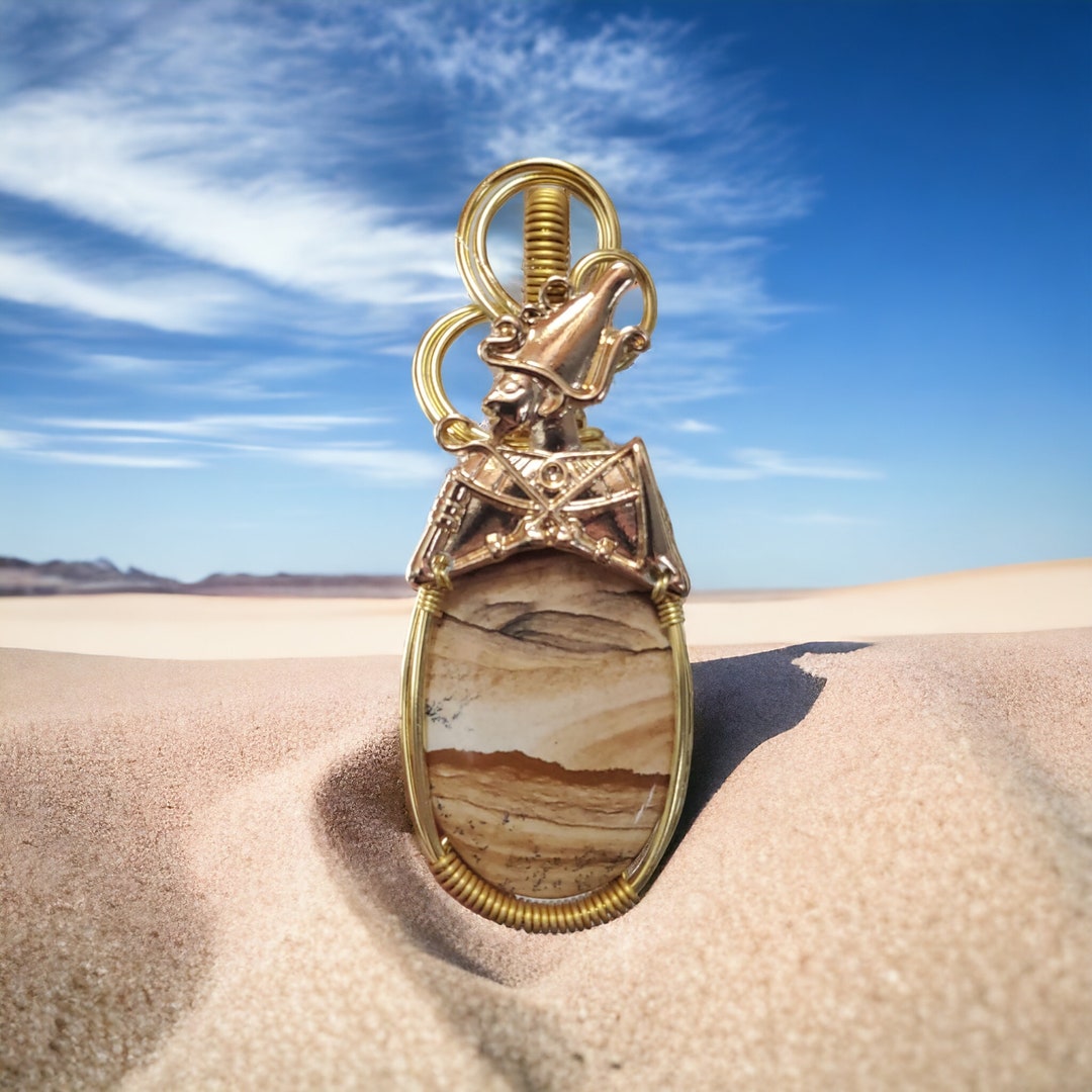 The Noûr Necklace. Made With Landscape Jasper. Egypt Theme. - Etsy Canada