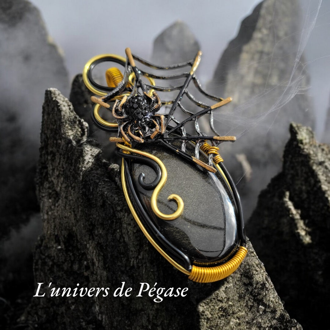 The Arabella Pendant Necklace Made With Golden Obsidian - Etsy