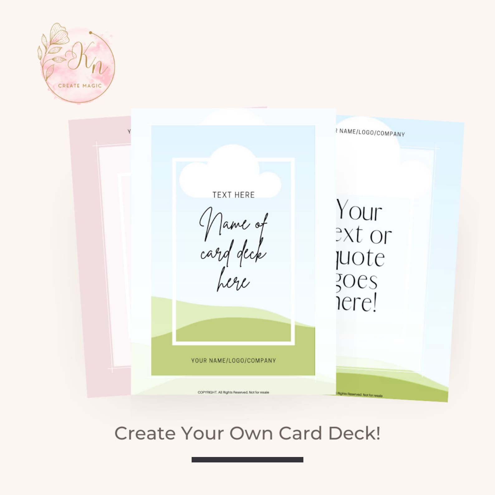 Affirmation Words Card Deck Template - Fully Customisable, Personalised ...