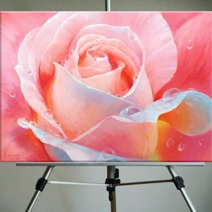 Rose Oil Painting Floral Still Life Original Art Hyperrealism Rose Big ...