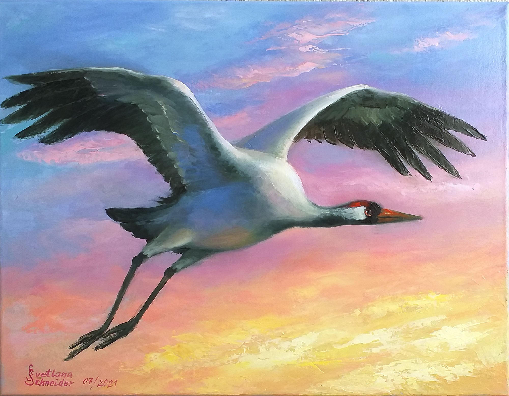 Crane Painting Bird Original Art Impasto 16by20 Oil - Etsy