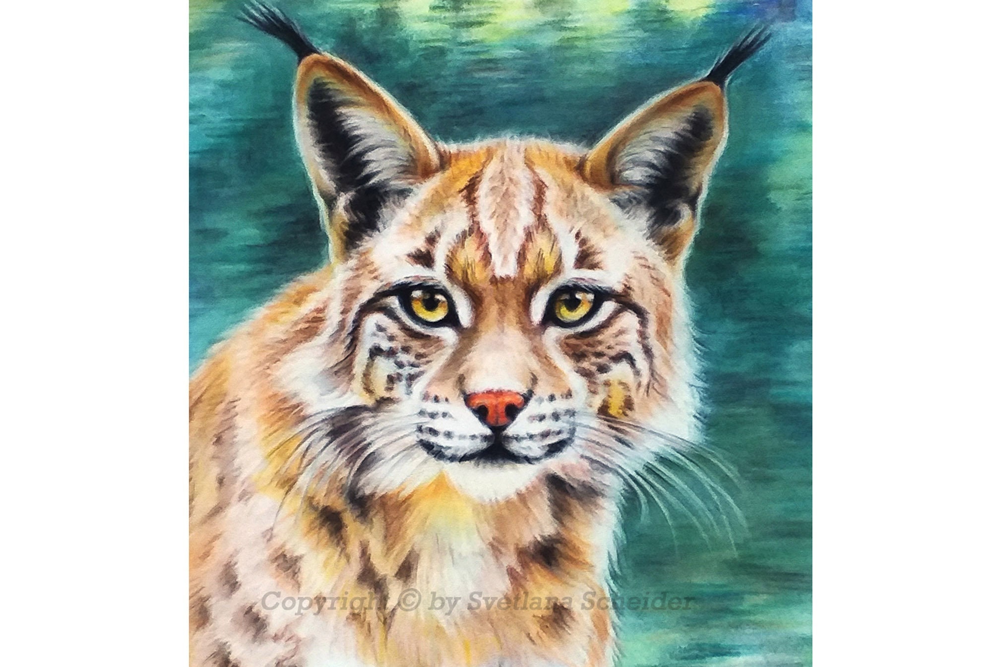 Bobcat Painting Lynx Original Art Big Cat Wall Art Pastel Drawing ...