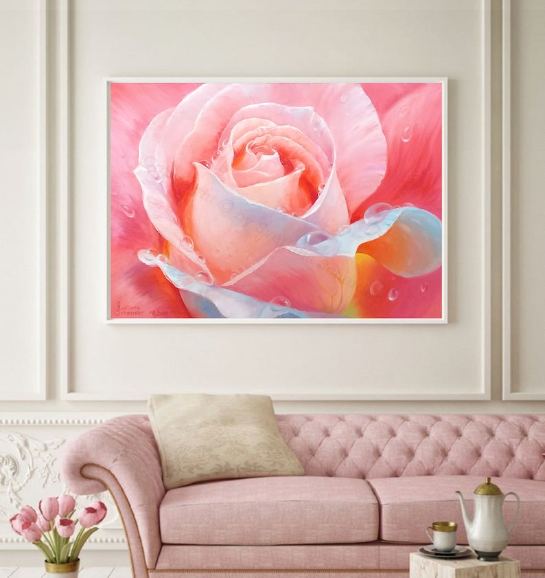 Rose Oil Painting Floral Still Life Original Art Hyperrealism Rose Big ...
