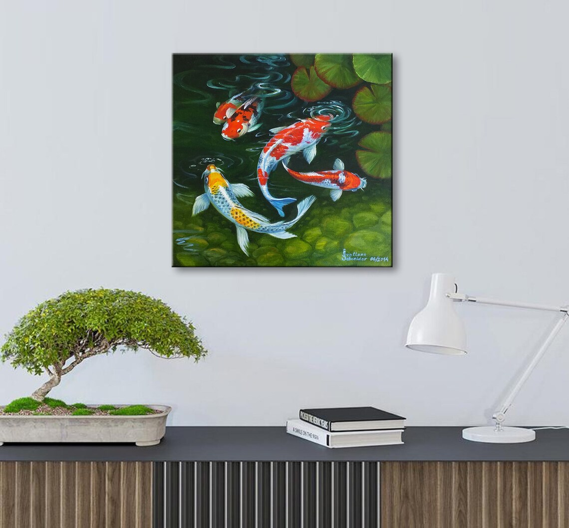 Koi Fish Painting Carp Original Art Japanese Carp Oil Painting - Etsy