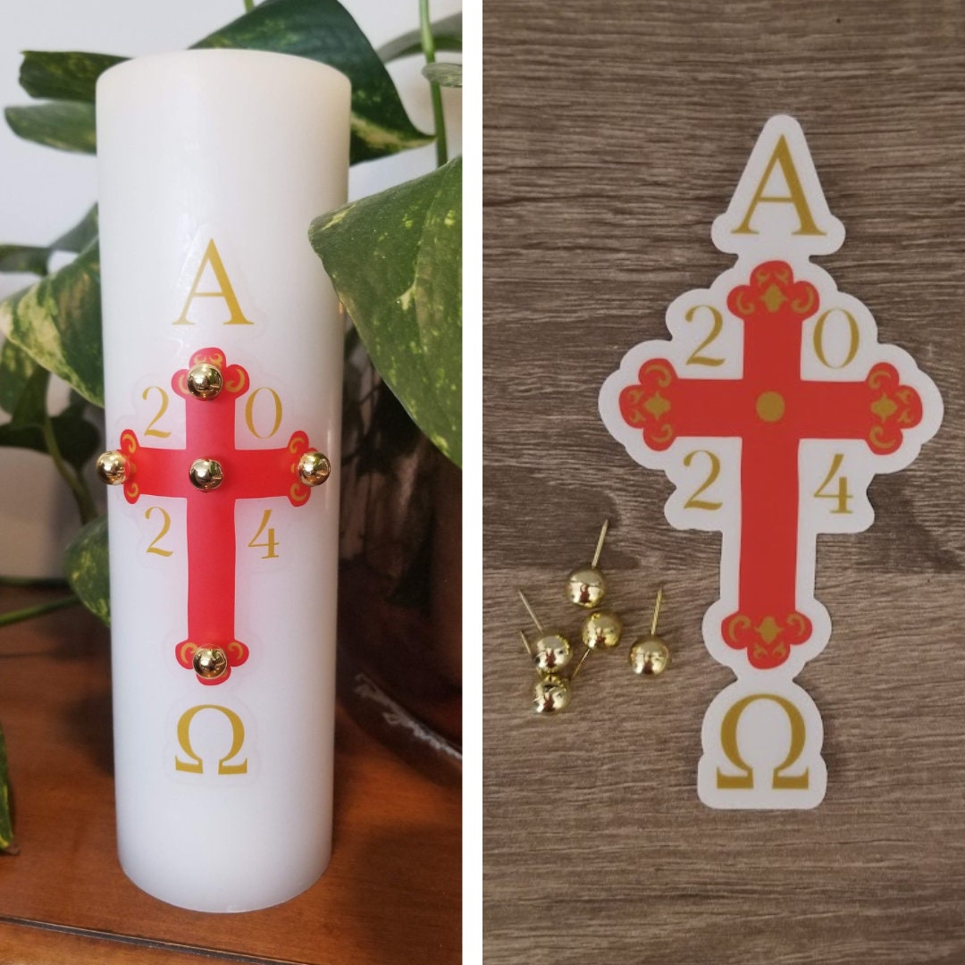 Sticker wax Nails 2024 Easter Paschal Candle Vinyl Sticker With 5 Gold ...