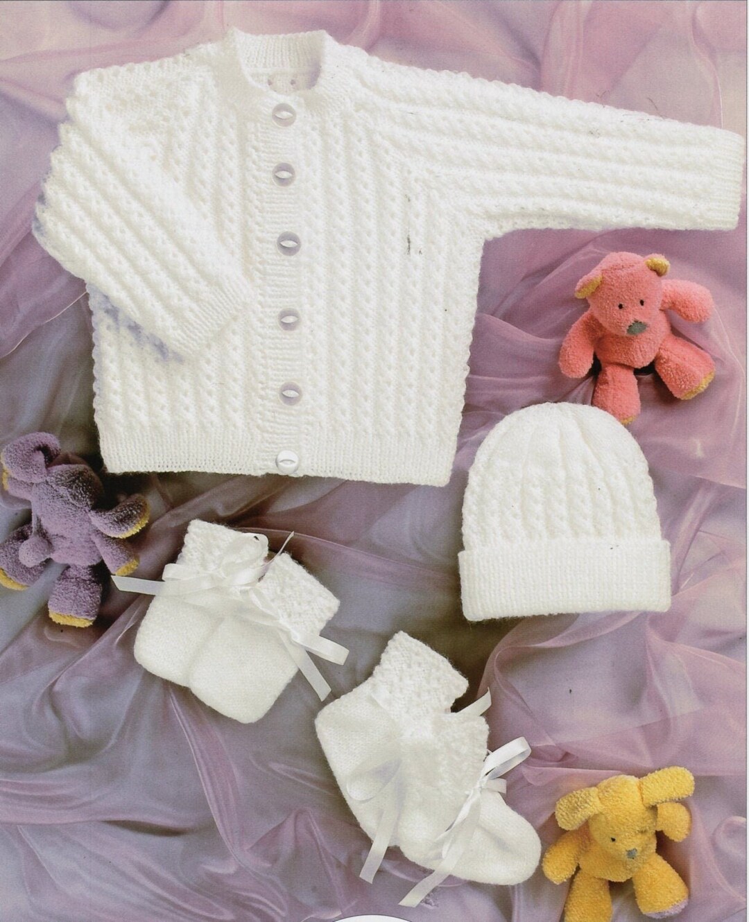Knitting Pattern Baby Cardigan and Hat With Cables in 4 Ply Size to Fit ...