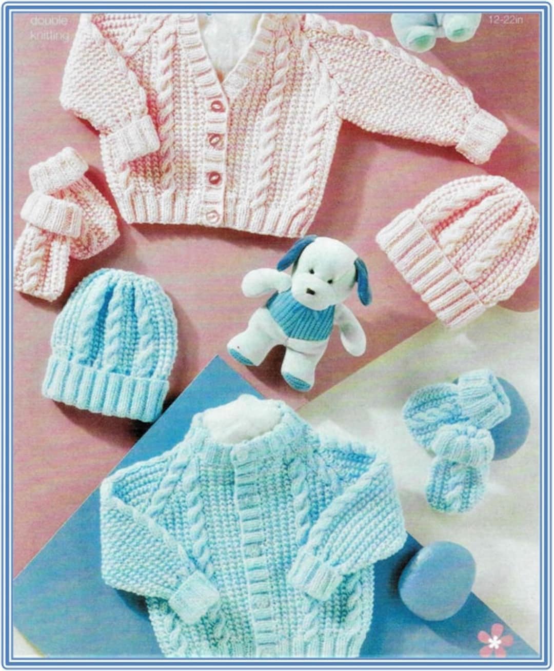 Knitting Pattern Premature Preemie & Baby Sizes Cardigan Hat Mitts DK ...
