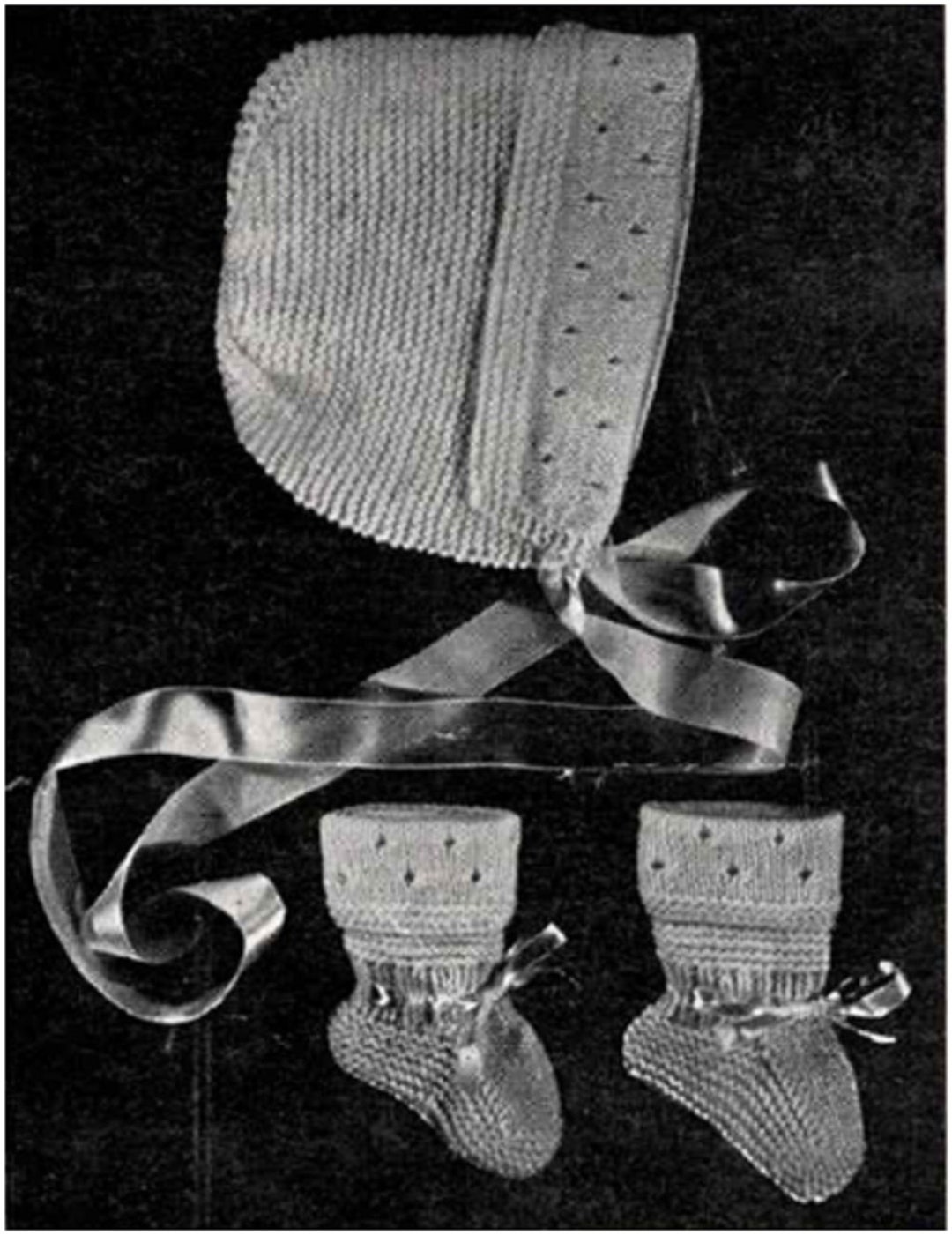 Knitting Pattern Three Baby Bonnets and Bootees in 3 Ply Yarn to Fit up ...