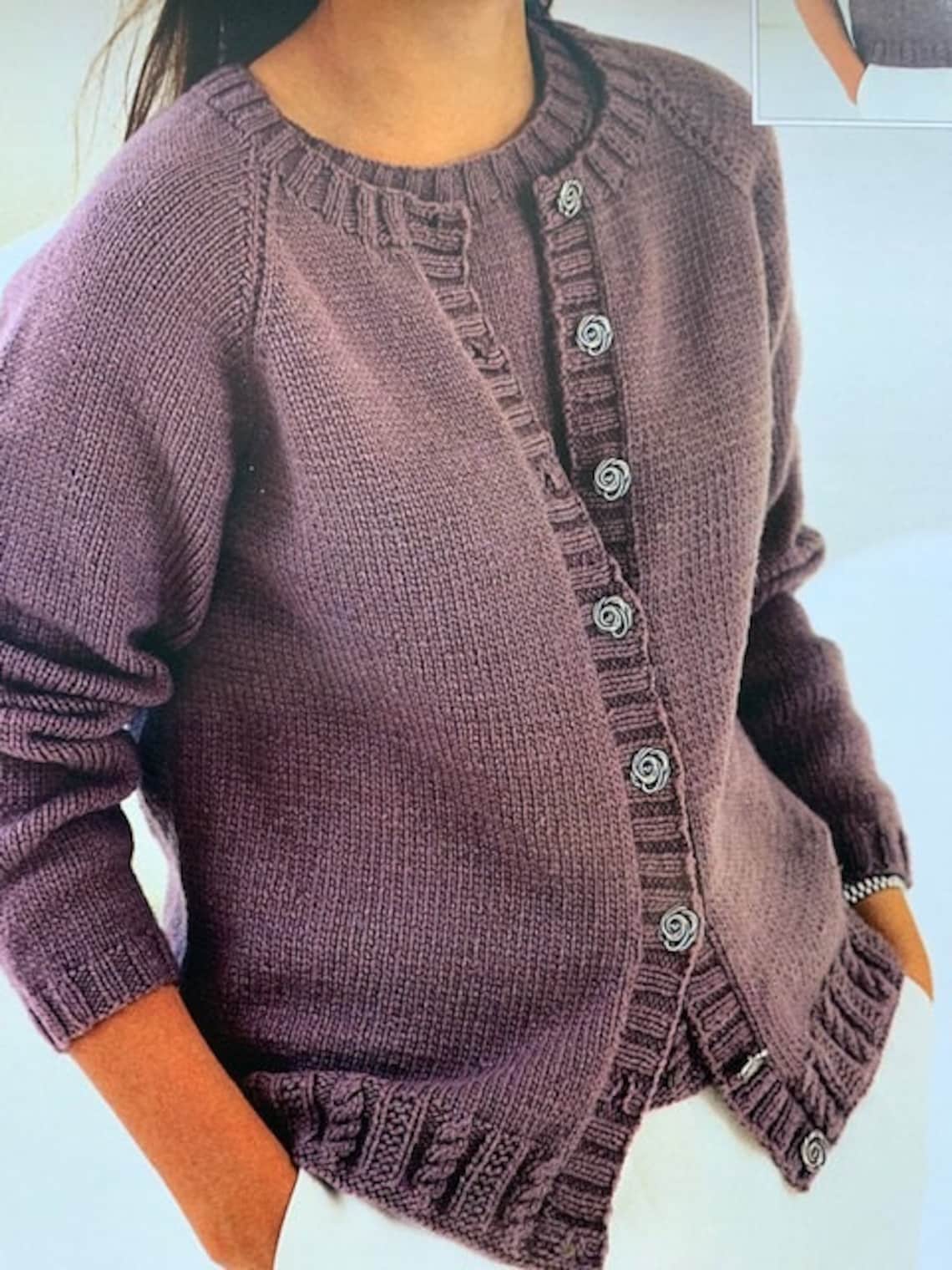 Knitting Pattern Ladies Easy Knit DK Twin Set Cardigan & Short Sleeve ...