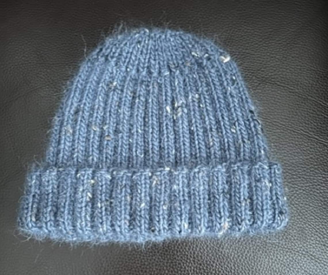 Knitting Pattern Easy Knit Ribbed Hat Men or Women in Aran Yarn 2 Sizes ...