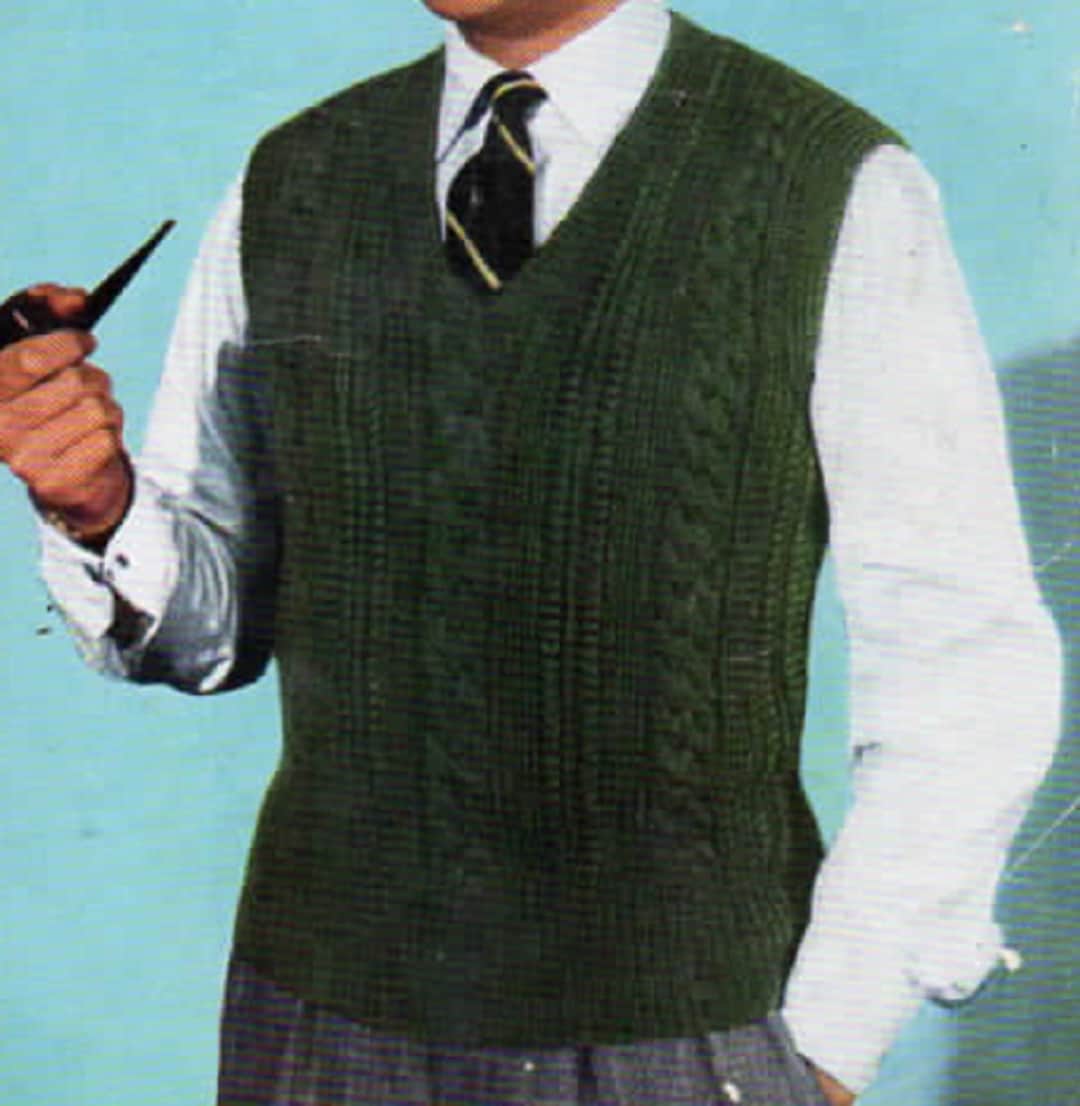 Knitting Pattern Mens Slipover Sleeveless Sweater in DK Size 38 to 42 ...