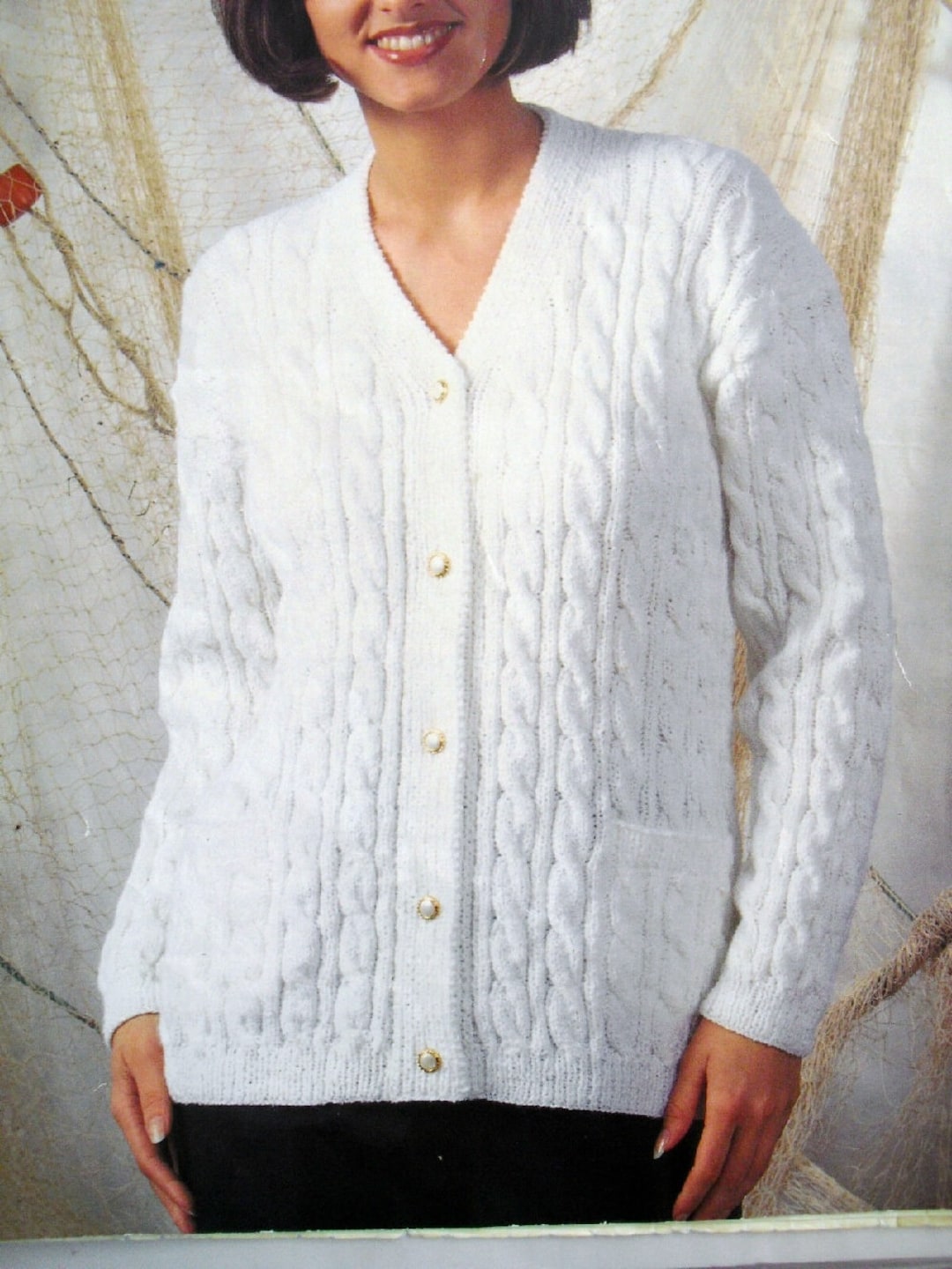Knitting Pattern Ladies Cable Cardigan With Pockets in DK Size 32 to 46 ...