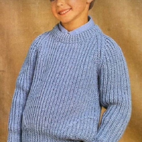 Knitting Pattern Childrens Classic Easy Knit Fisherman's - Etsy