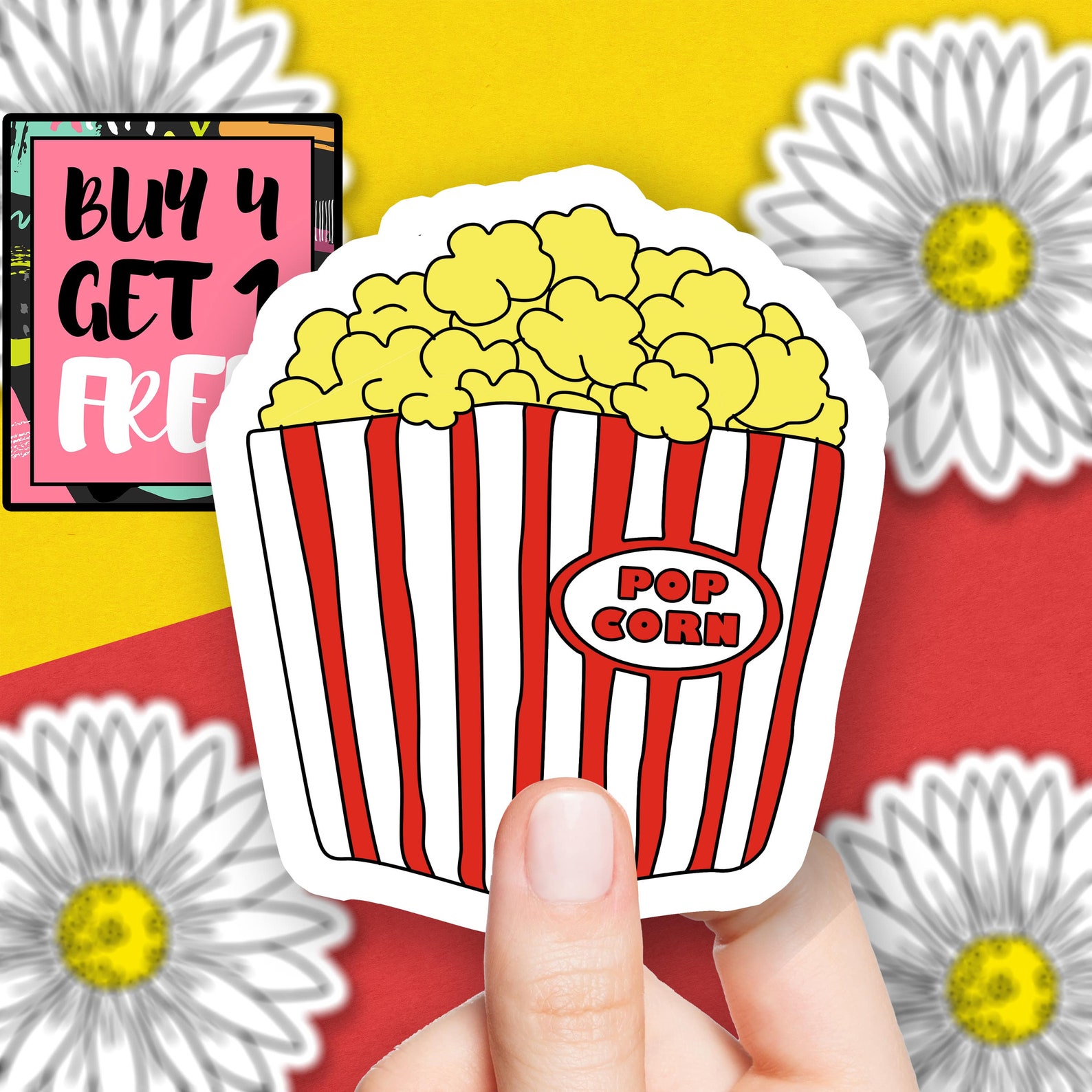 Popcorn Sticker Cinema Sticker Food Snack Stickers Laptop | Etsy