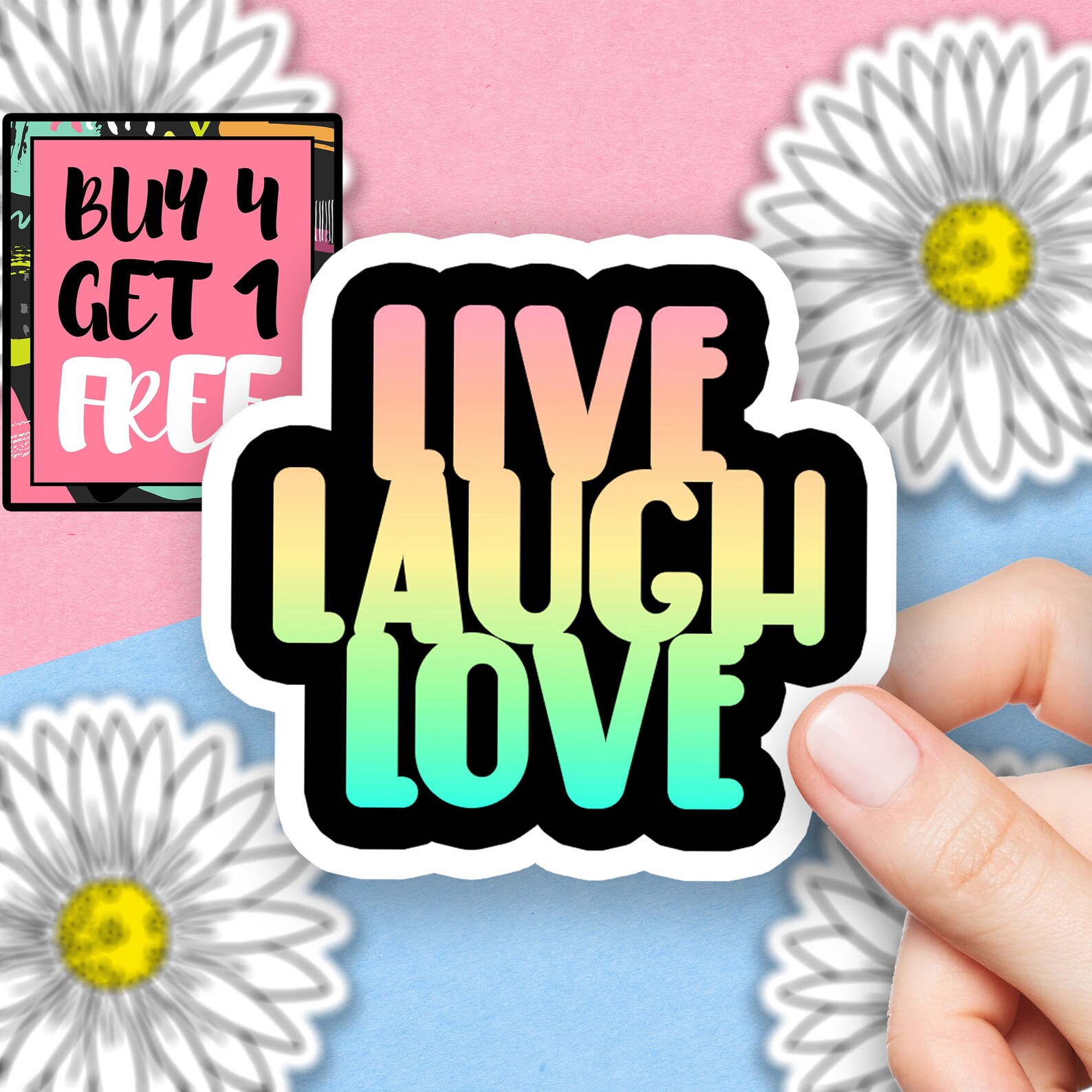 Live Laugh Love Sticker Sayings Sticker Funny Rainbow Stickers | Etsy