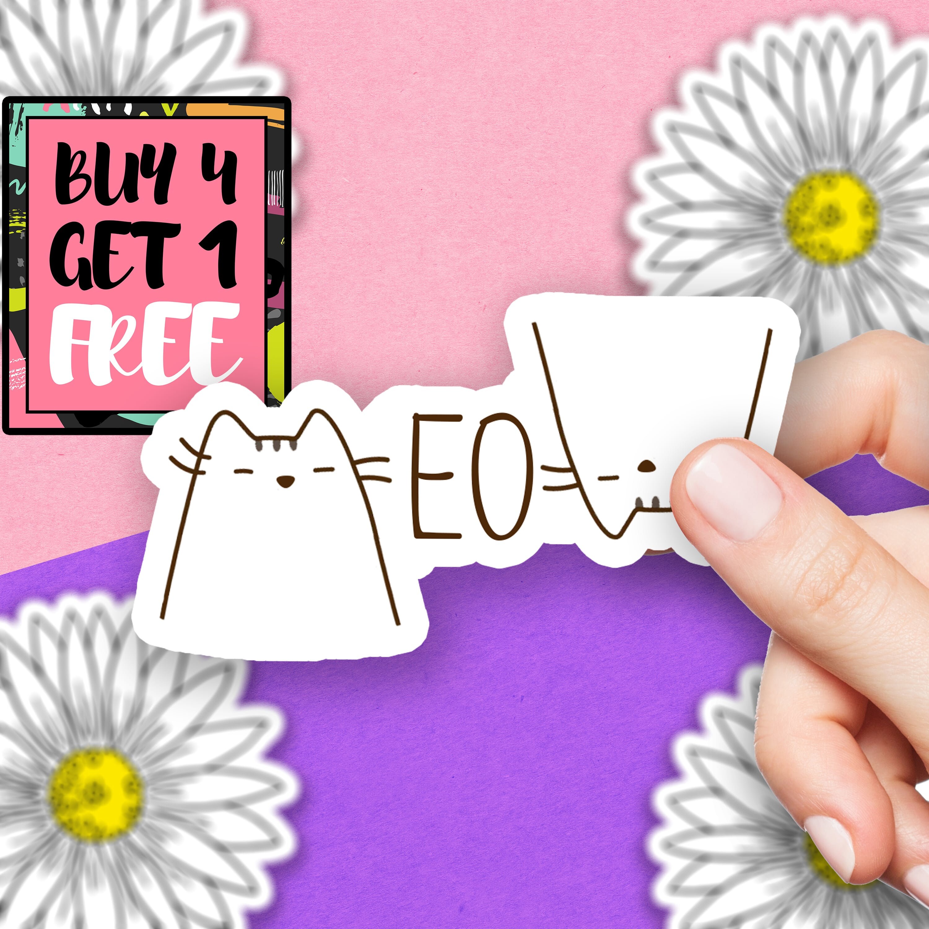 Meow Sticker Saying Sticker Cat Word Stickers Laptop Stickers | Etsy