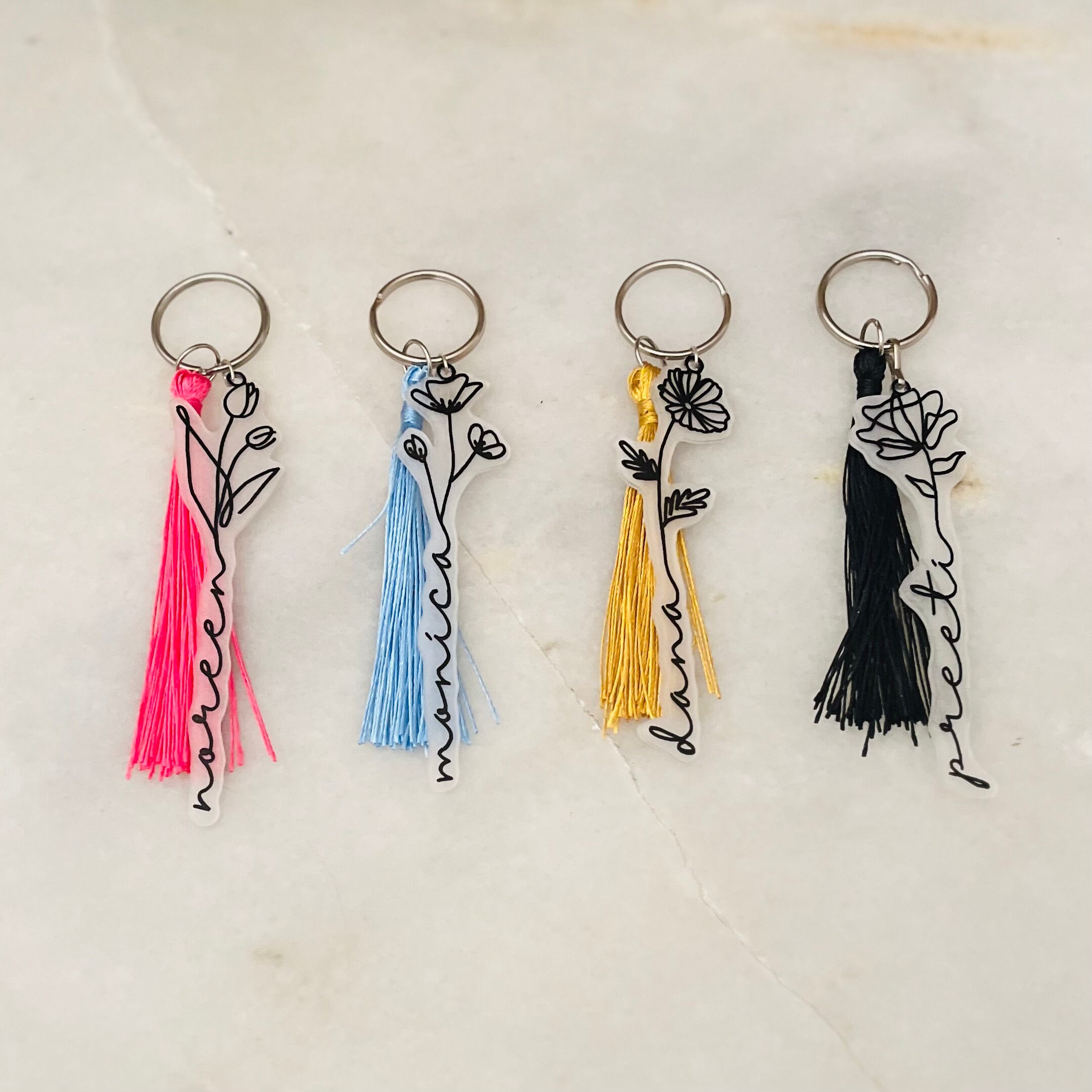 Custom Flower Stem Name Keychain Custom Party Favors - Etsy