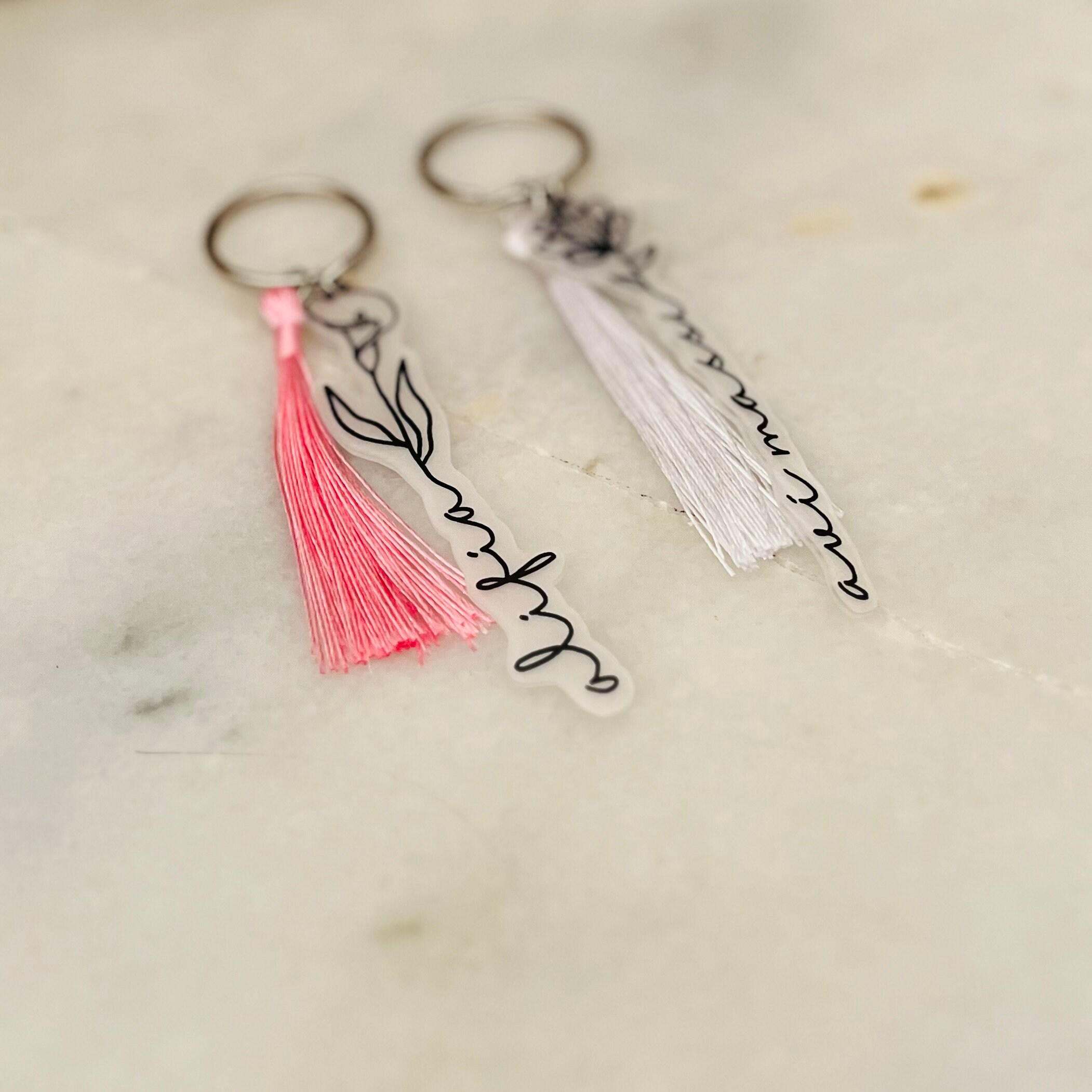 Custom Flower Stem Name Keychain Custom Party Favors - Etsy