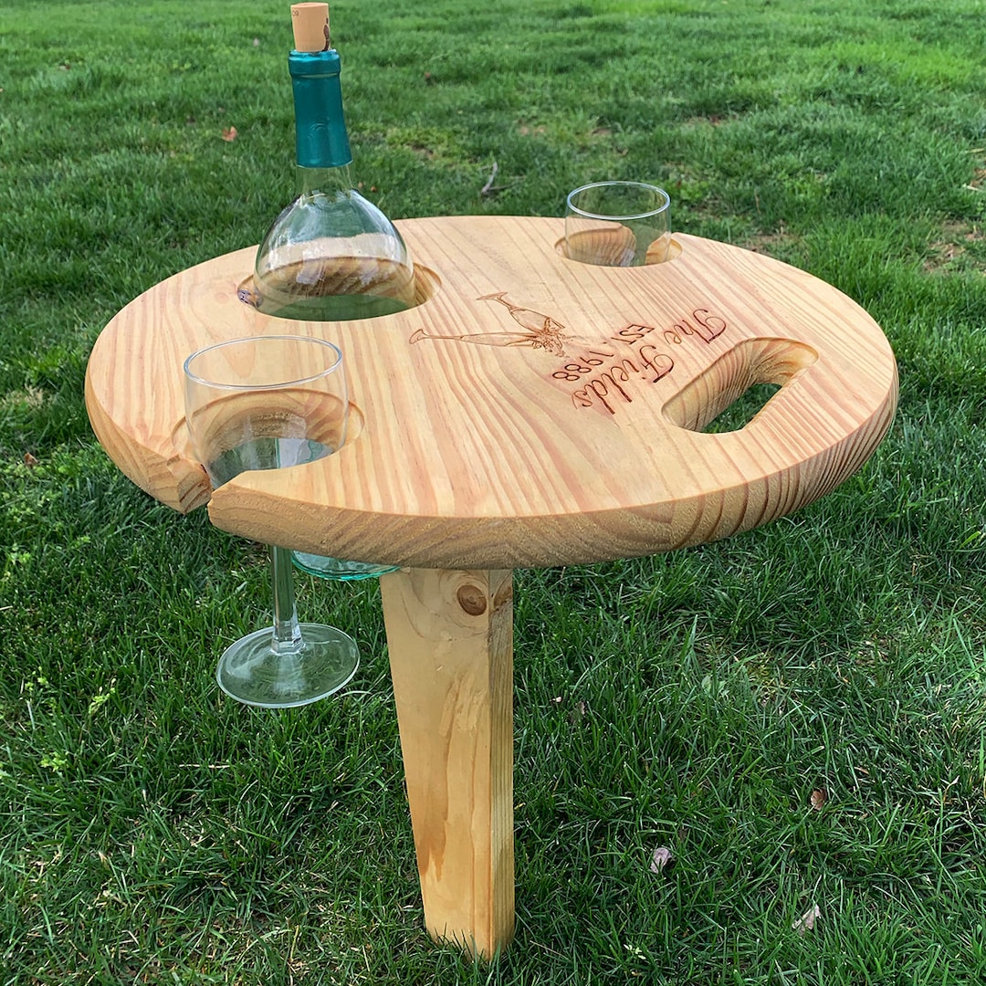 Wine Table, Laser Engraved, Personalized, Portable, Wine Glasses ...