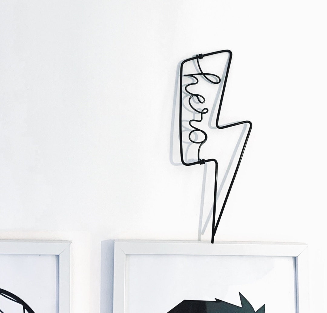 Superhero Wire Art - Wire Words - Kids Bedroom Decor - Lightning Bolt ...