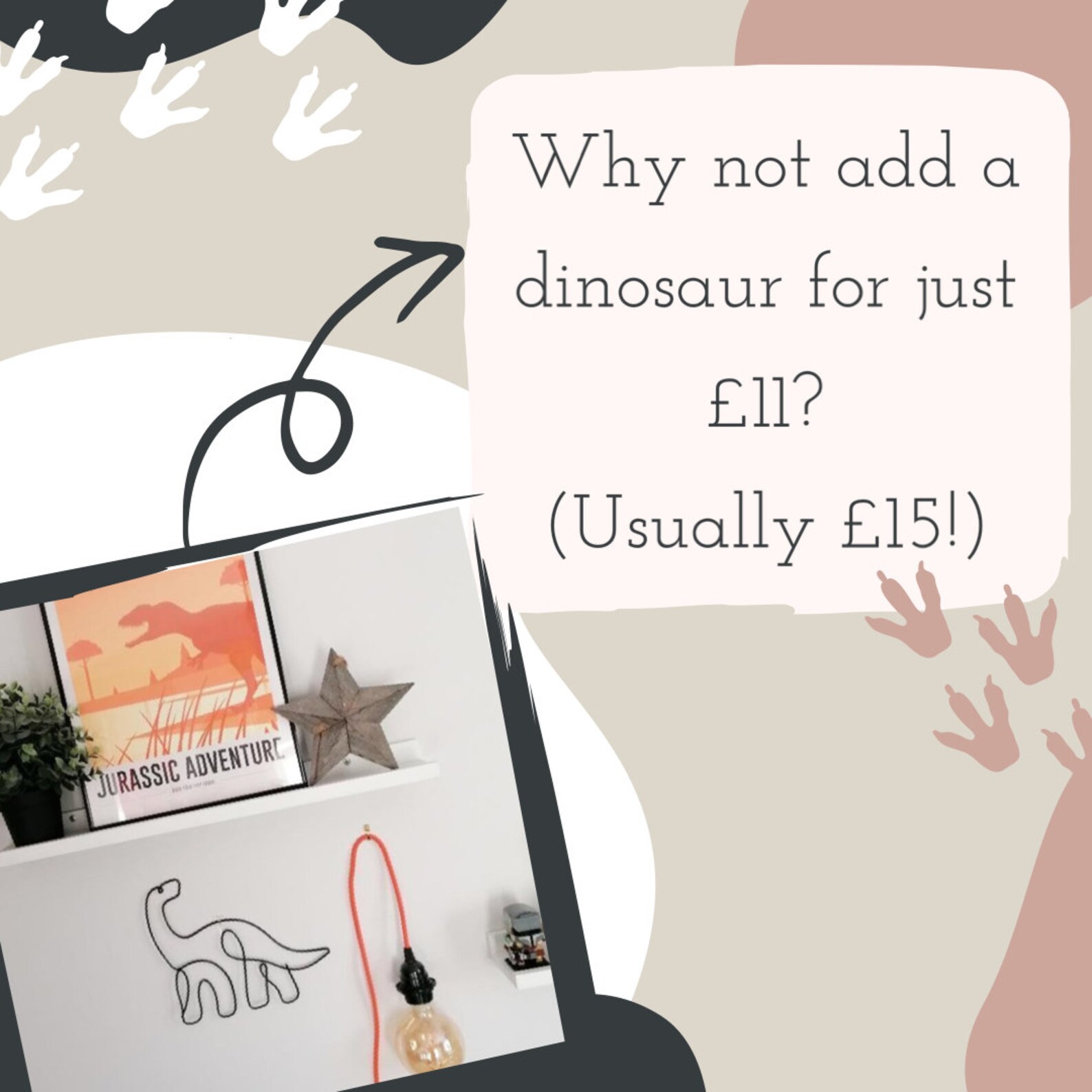 Wire 'roar' Dinosaur Footprints – Kids Room Wall Art - Etsy