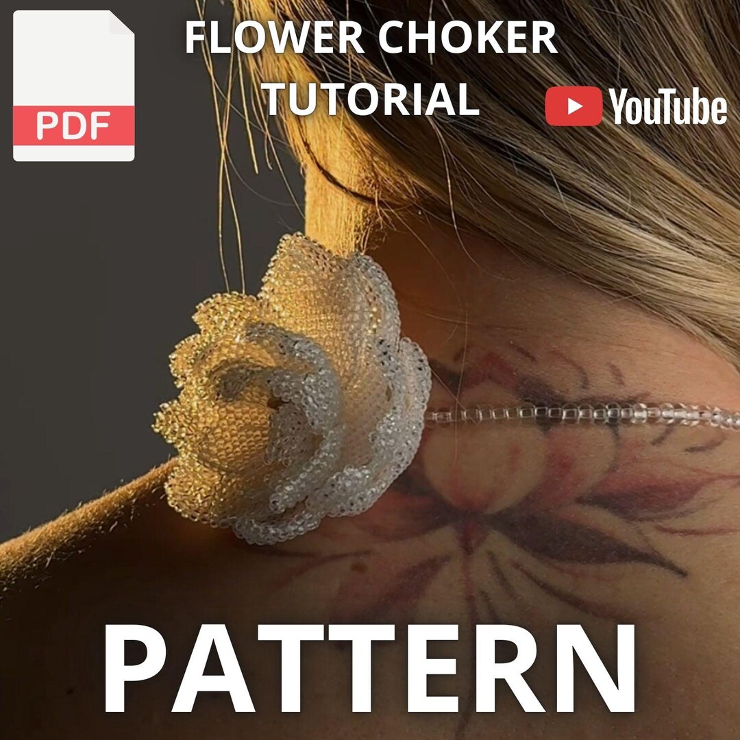 Beaded Flower Choker Pattern PDF, Floral Necklace Tutorial, Seed Bead ...