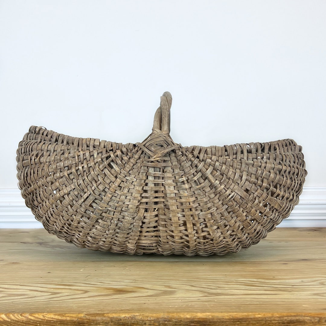 Antique Double Bustle Oak Splint Basket French Market Basket 1800s Oak ...