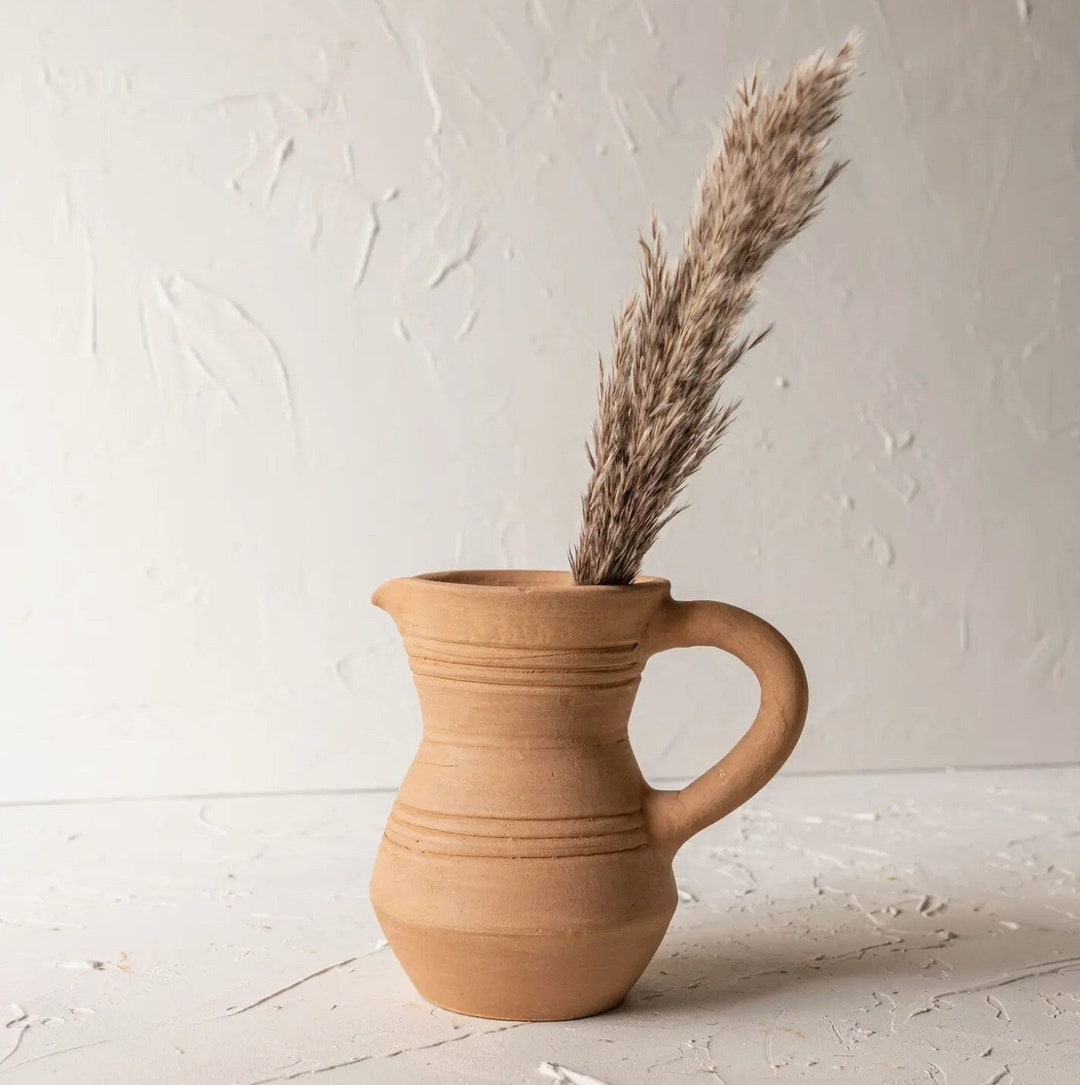 Boho Terracotta Pitcher Rustic Hand Thrown Terracotta - Etsy