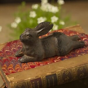 Long Cast Iron Rabbit Baby Cast Iron Bunny Dark Cast Iron Rabbit Statue ...