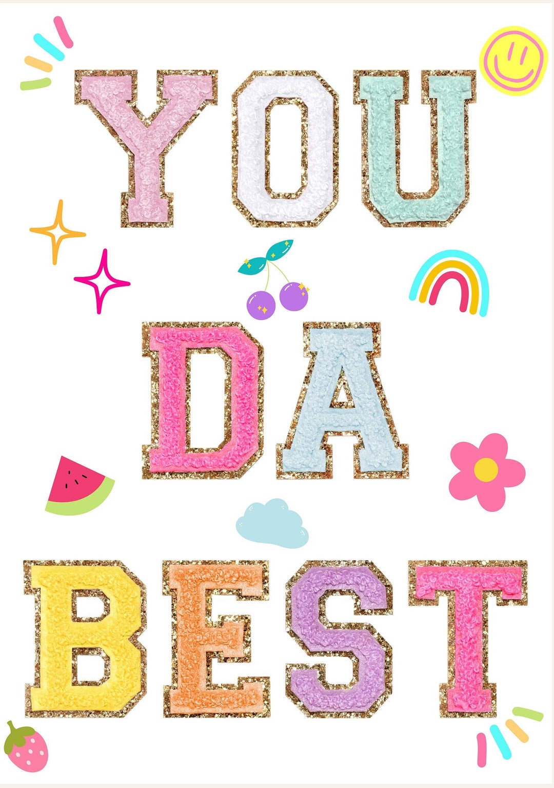 You Da Best Just Because Card Pink Card Chenille Patches Preppy Trendy ...