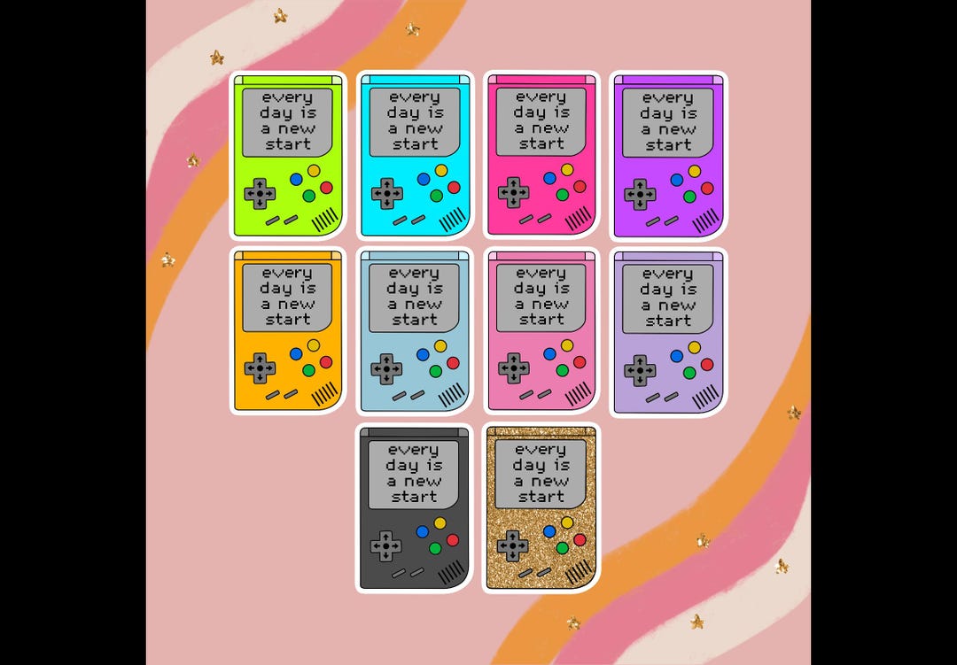 Gameboy New Start Sticker Pack | Tumbler Stickers | Laptop Stickers ...
