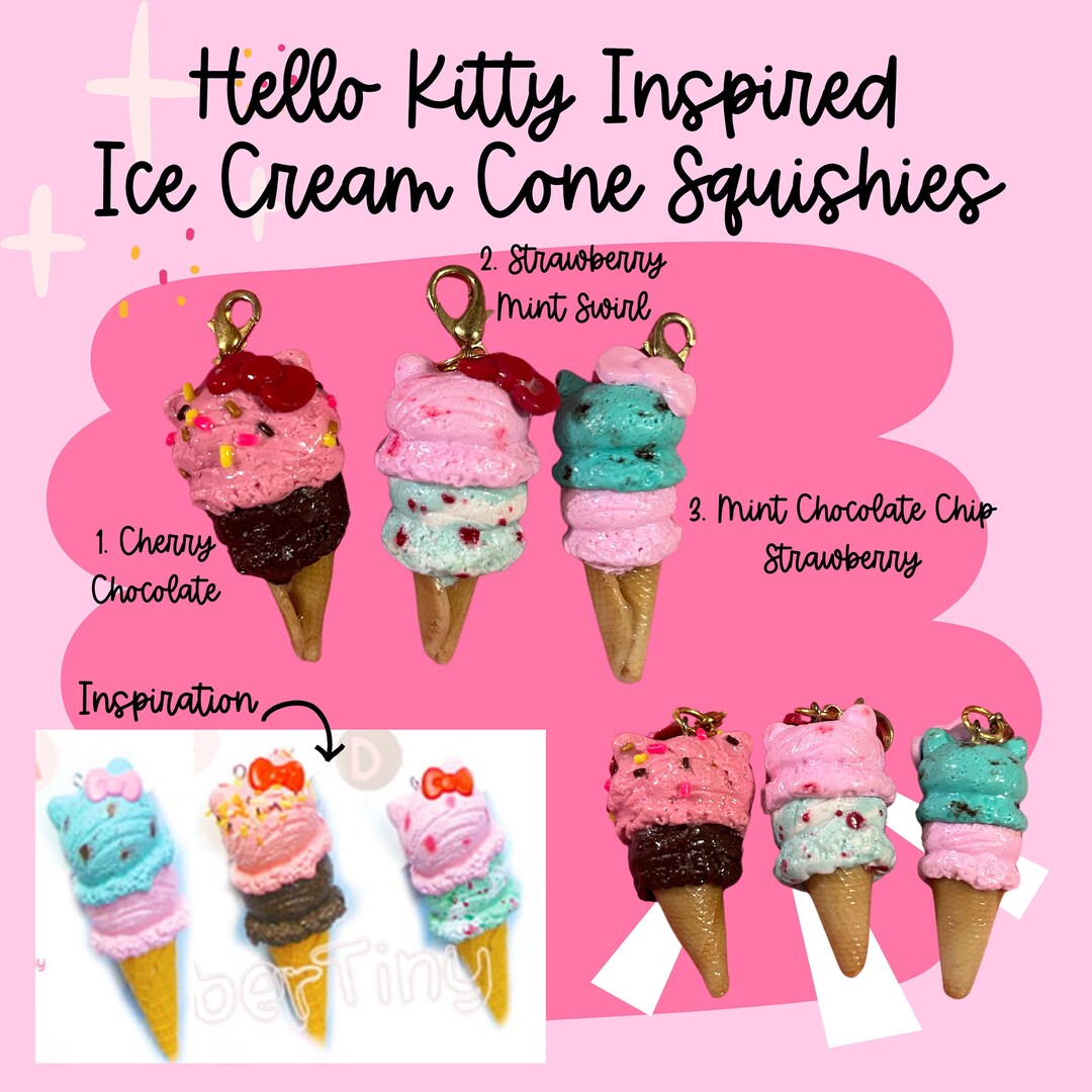 Hello Kitty Inspired Ice Cream Cone Squishies Charms - Etsy