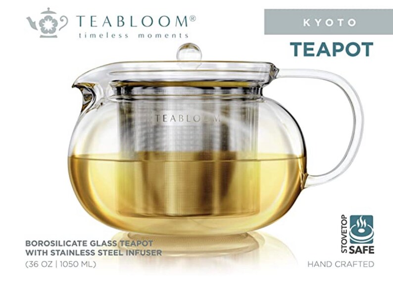 Teabloom Kyoto Stovetop Safe Teapot – Lead-free and Cadmium-free Clear ...