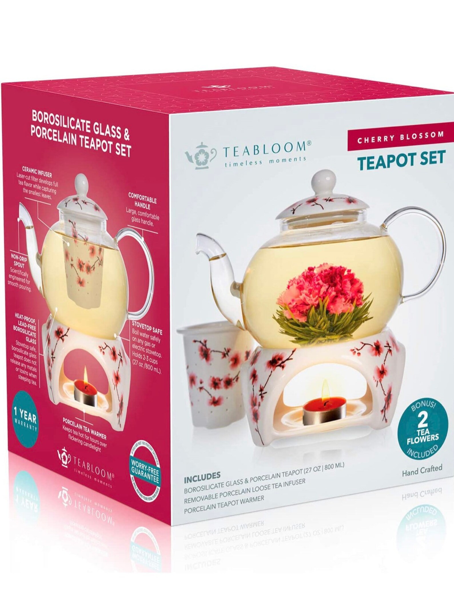 Teabloom Cherry Blossom Teapot & Flowering Tea Gift Set - Stovetop Safe ...