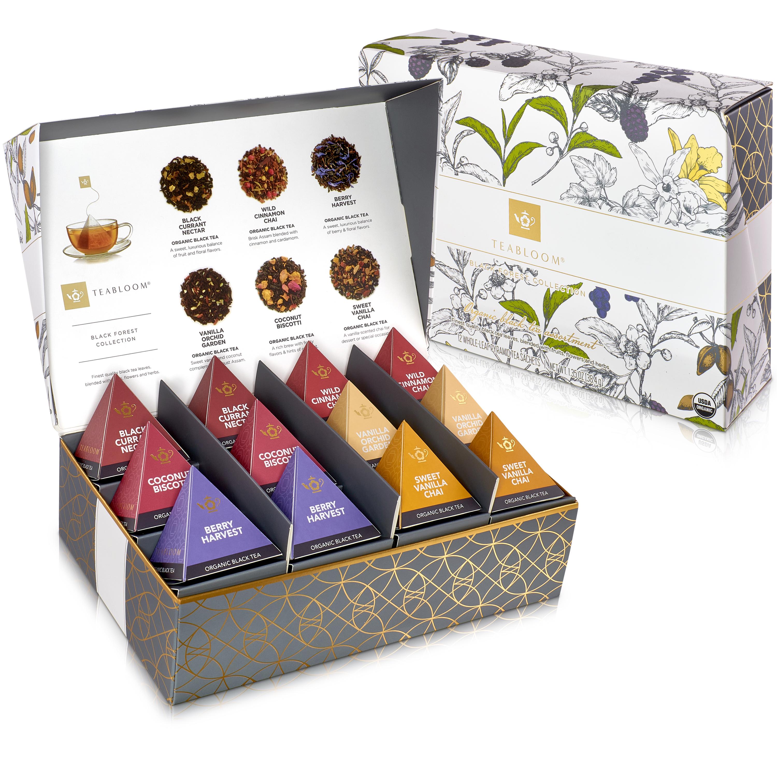 Organic Black Tea Sampler Box, Teabloom Pyramid Tea Sachets - Etsy