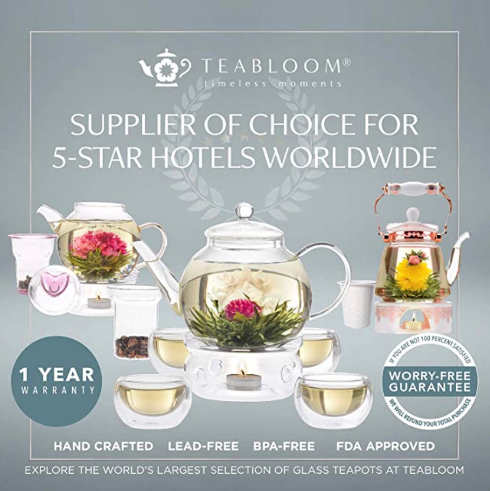 Glass Teapot & Flowering Tea Gift Set: Stovetop Safe (6 Pieces) - Etsy