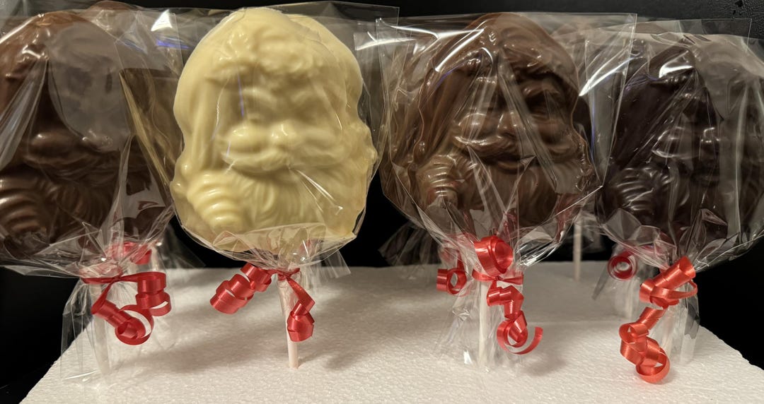 Belgium Chocolate Santa Pops, Dark Sold Out , White, or Milk Chocolate ...