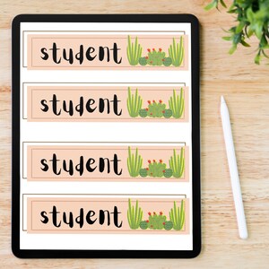 4 Cactus Student Name Tags, Student Desk Label, Desk Name Tag Student ...