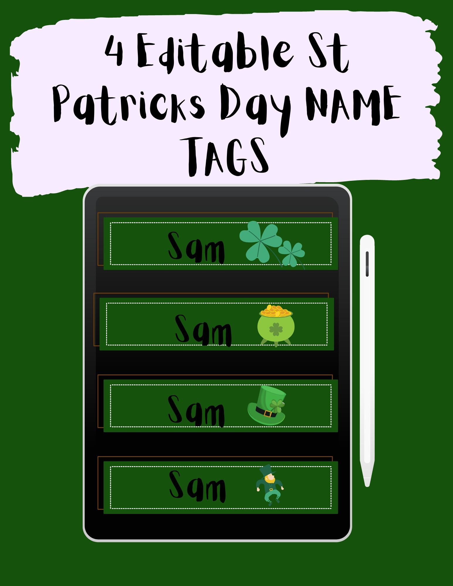 Editable Template St Patricks Day Name Tag, St Patricks Day Tags, St ...