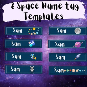 8 Editable Space Name Tags, Space Theme Classroom, Space Decor, Student ...
