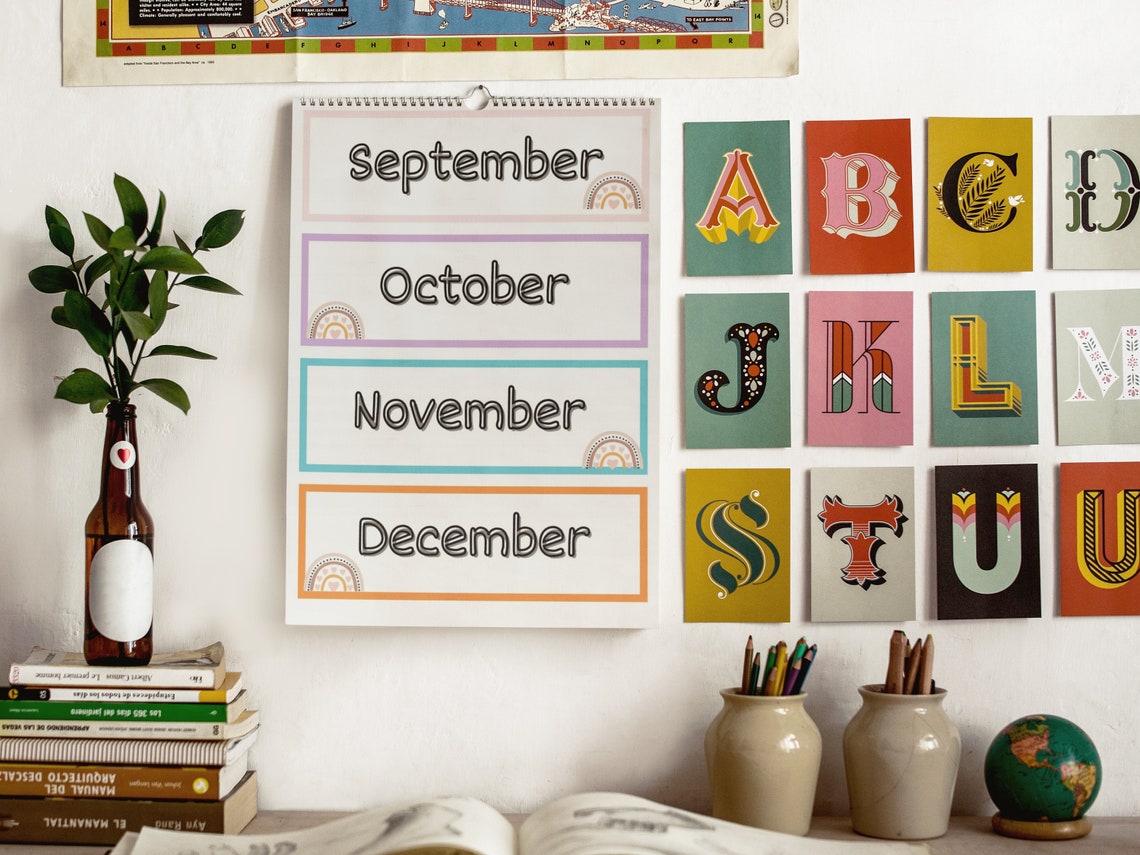 Groovy Boho Classroom Calendar, Calendar Printable Editable, Classroom ...