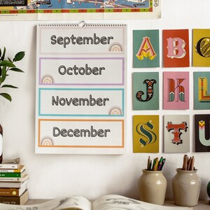 Groovy Boho Classroom Calendar, Calendar Printable Editable, Classroom ...