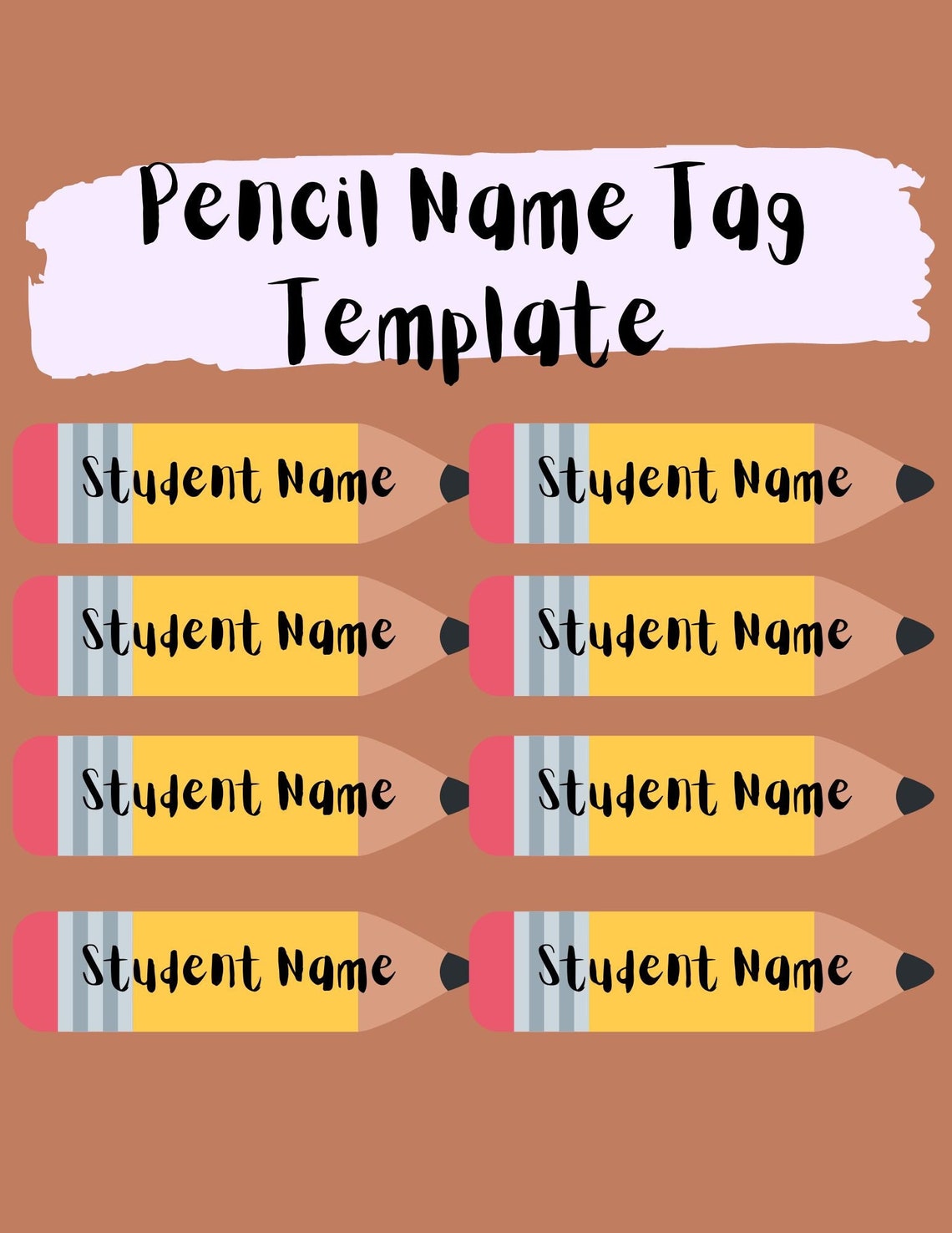 Pencil Student Name Tags, Student Desk Label Cards, Name Tags, Desk ...