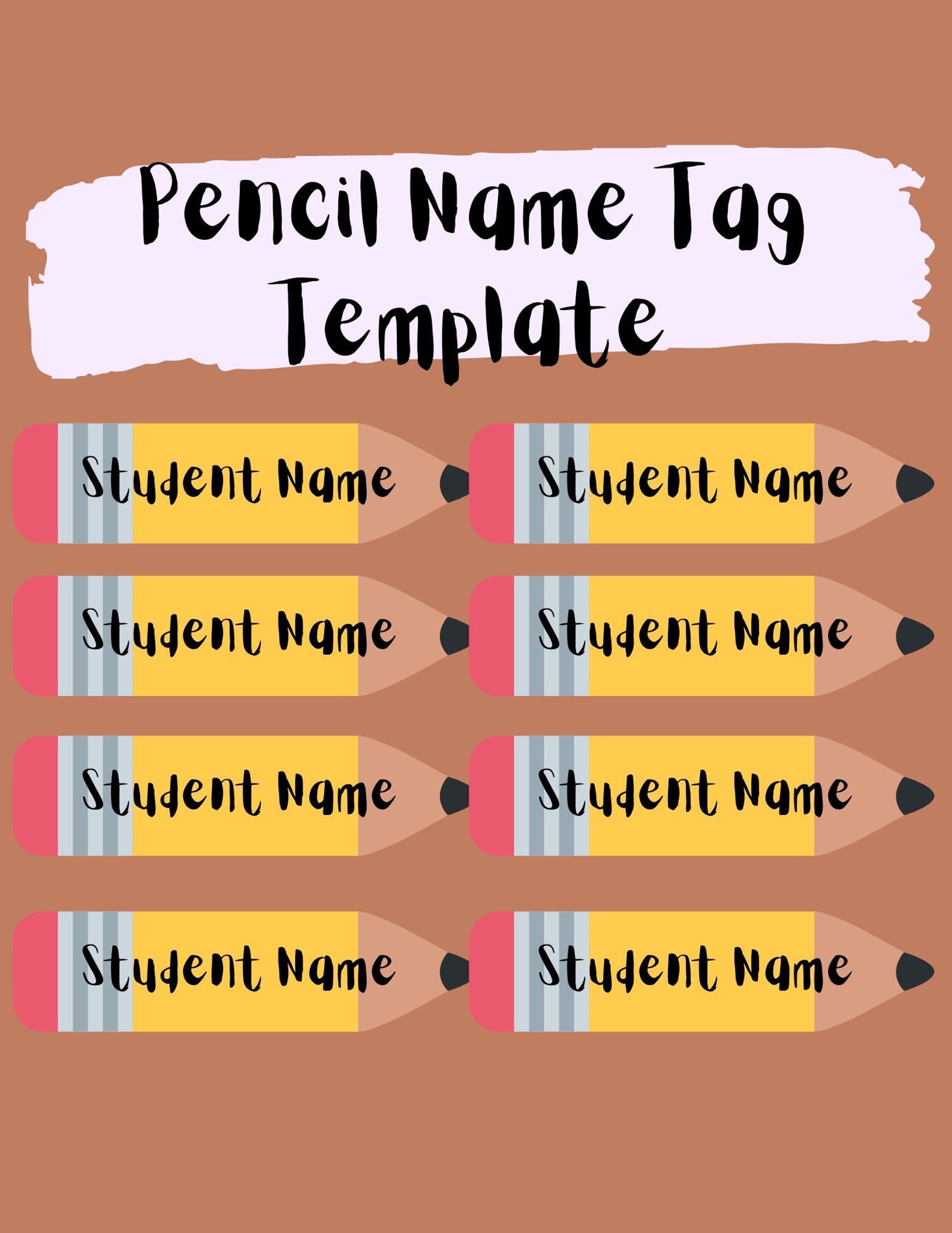 Pencil Student Name Tags, Student Desk Label Cards, Name Tags, Desk ...